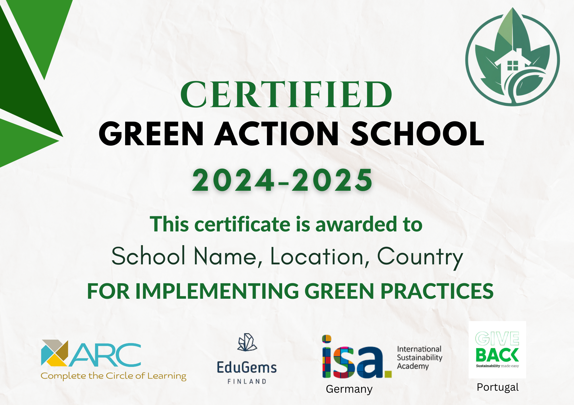 Green Action School Certification – ARC